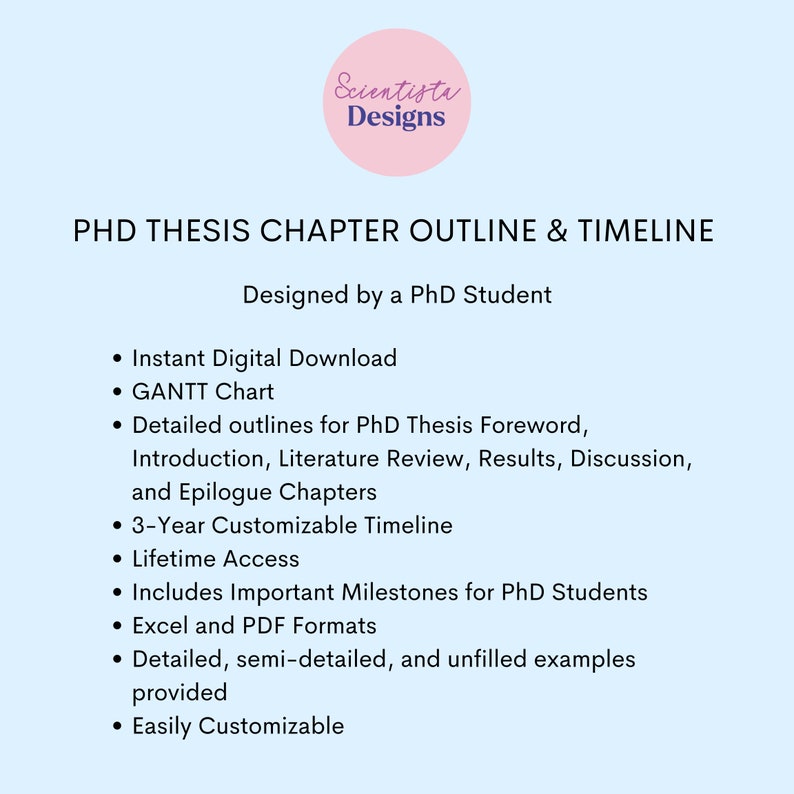 Phd Thesis Chapter Outline and 3-year Timeline GANTT Chart | Phd, Grad ...