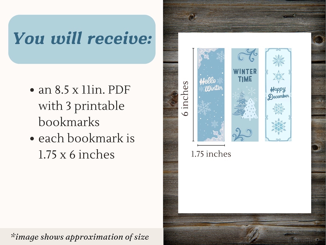 Winter Bookmark Printable for Kids Snow Snowflakes November - Etsy