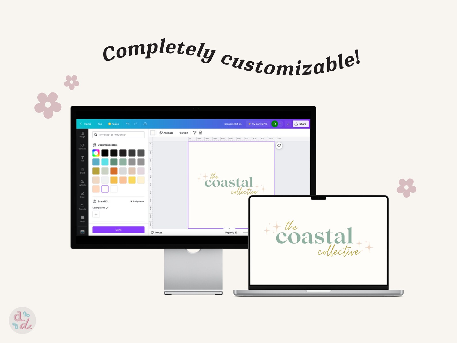 Boho Branding Kit Canva Template DIY Logo Neutral Editable Design ...