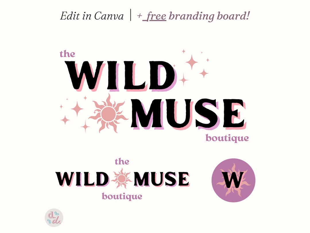 DIY Retro Branding Kit Canva Template Editable Design Boho Bright ...