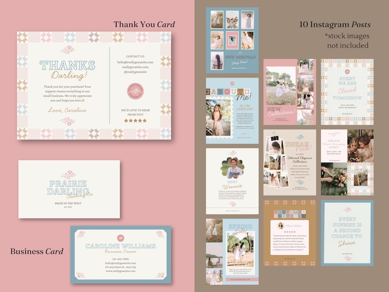 Western Cottagecore Branding Kit: Editable Premade Floral Coquette Logo ...
