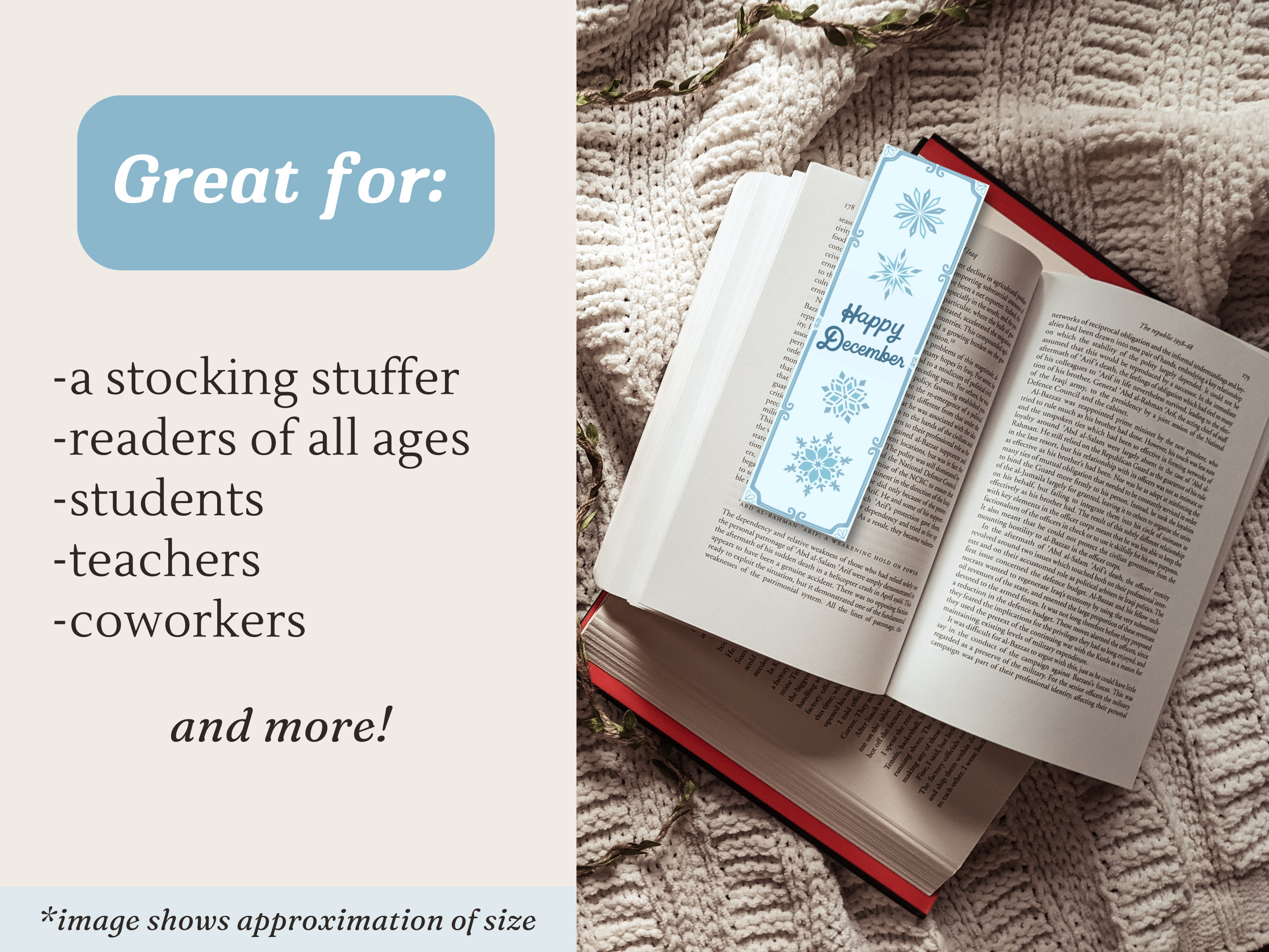 Winter Bookmark Printable for Kids Snow Snowflakes November - Etsy