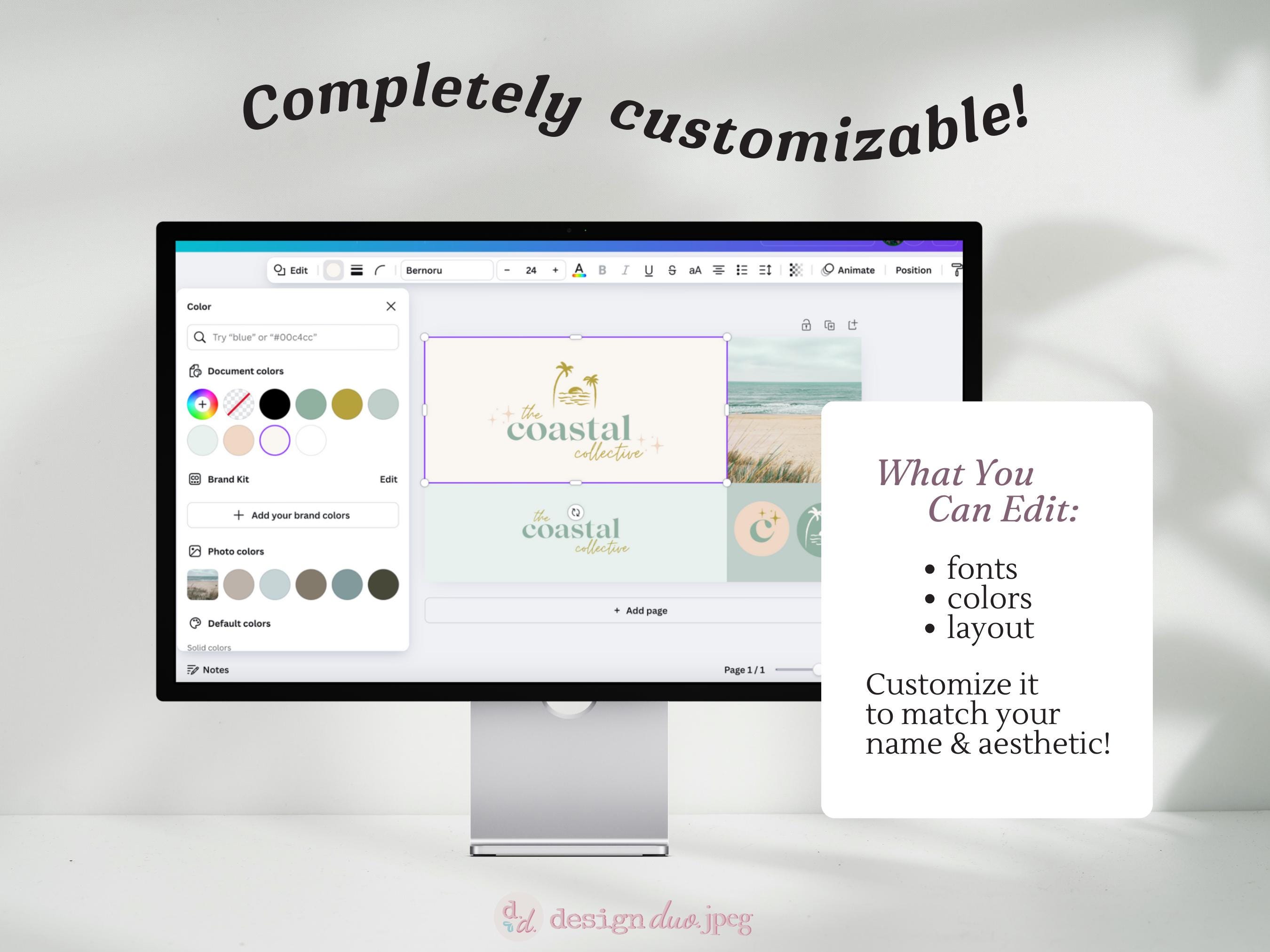 Semi Custom Boho Beach Personal Logo Designing DIY Retro Coastal ...