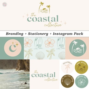 Semi Custom Boho Beach Personal Logo Designing DIY Retro Coastal ...