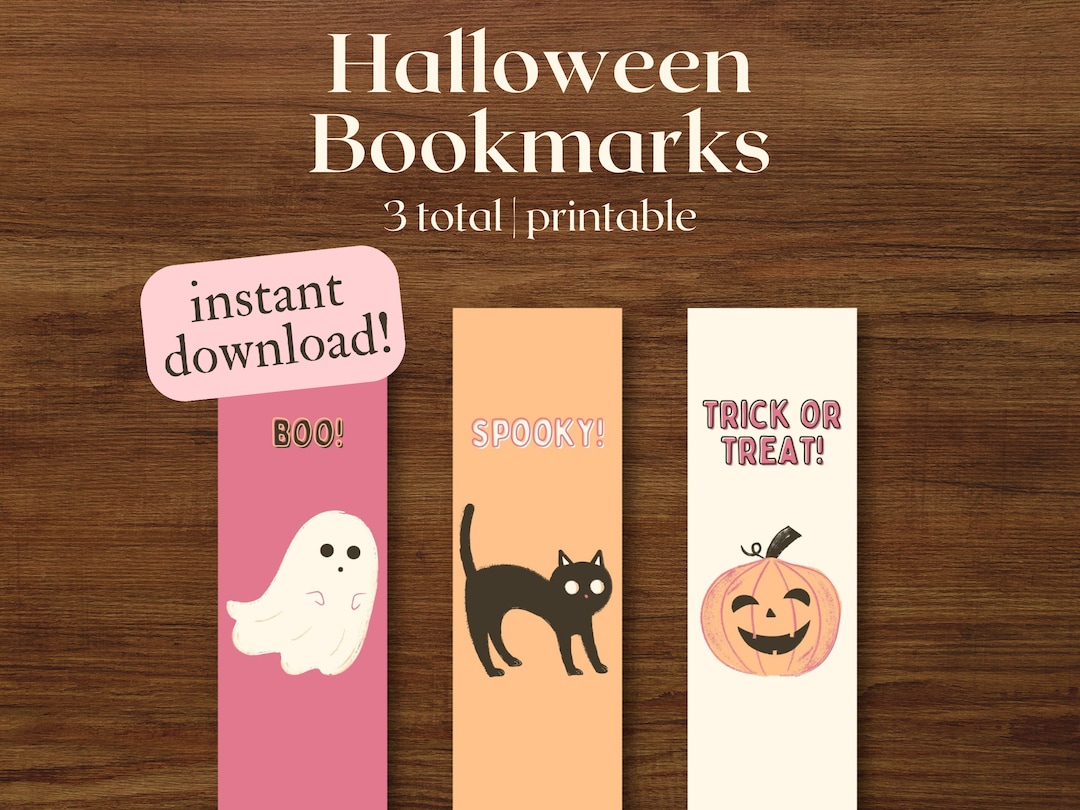 Fall Bookmark Printable for Kids Halloween October Aesthetic - Etsy