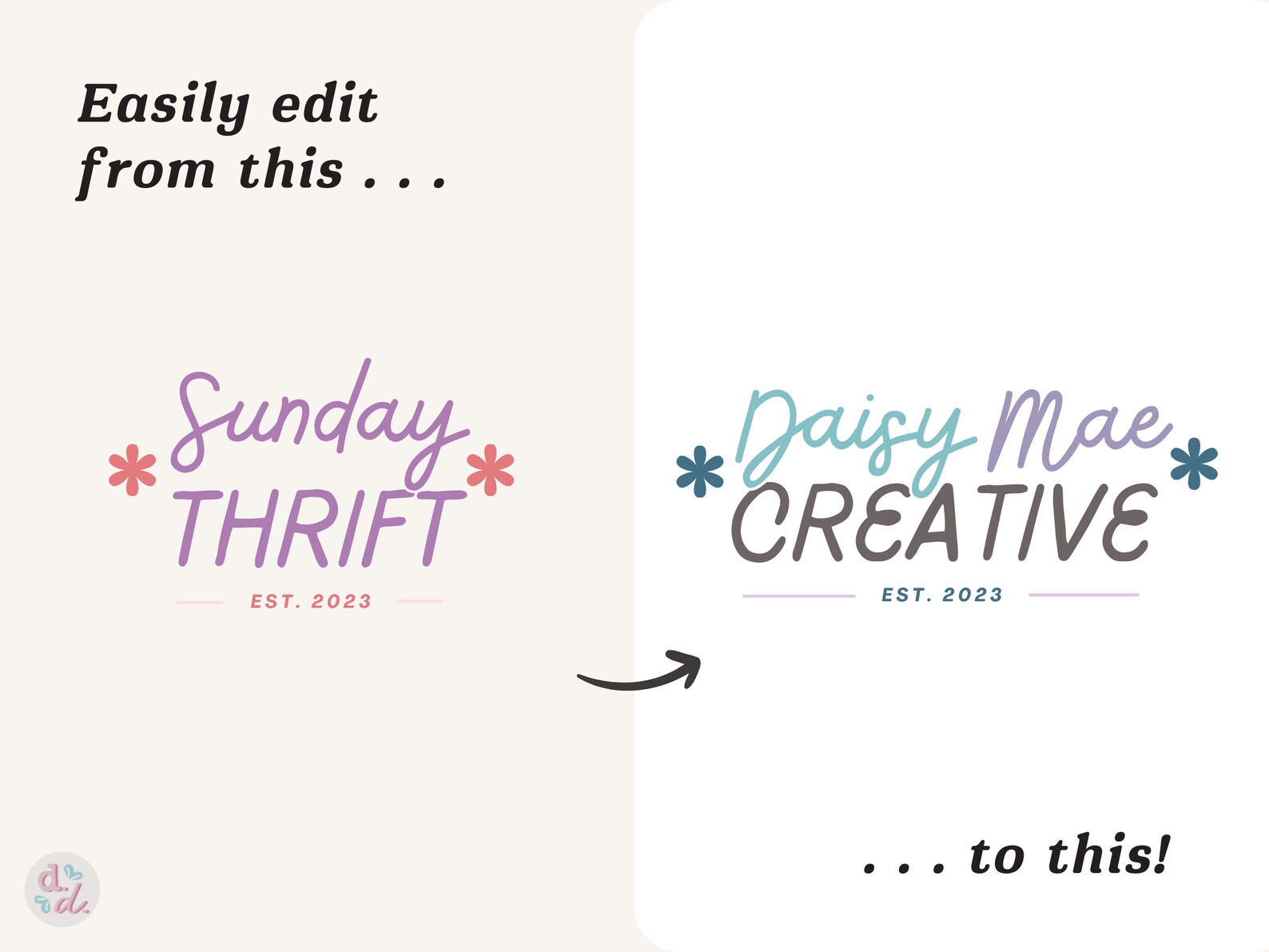 DIY Retro Branding Kit, Editable Logo Design, Boho Fun Colorful ...