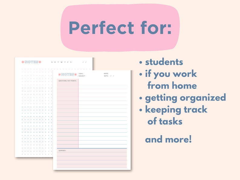Note Pages Printable Cornell Notes for Student Lined Paper - Etsy