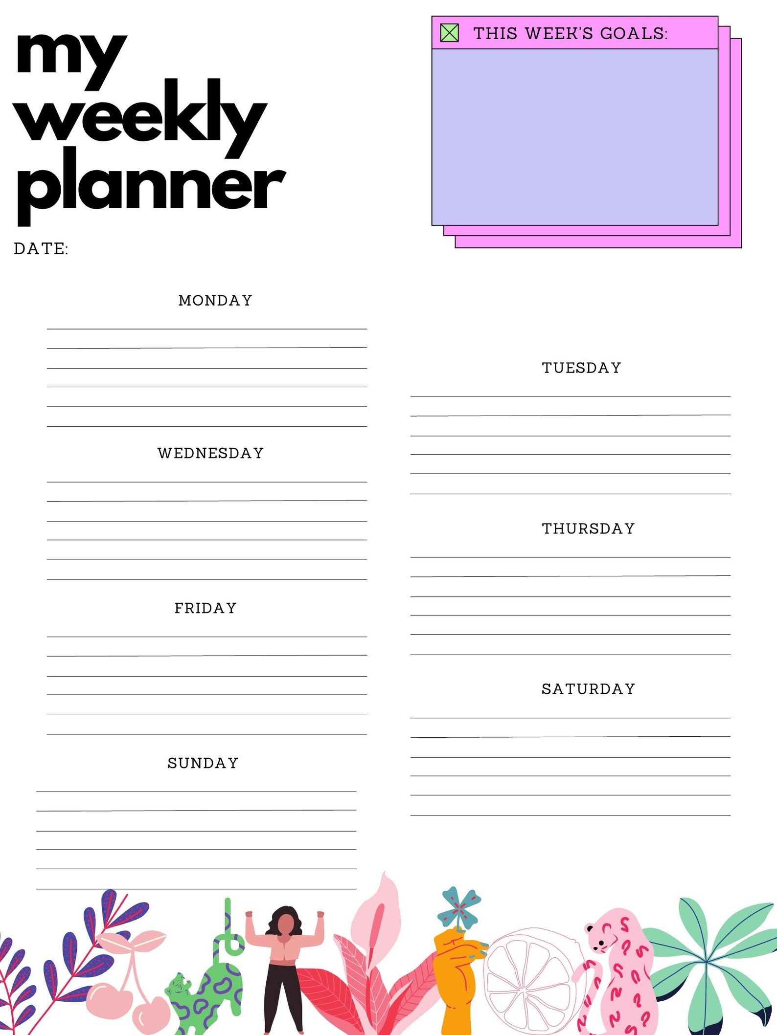 Weekly Planner Template - Etsy