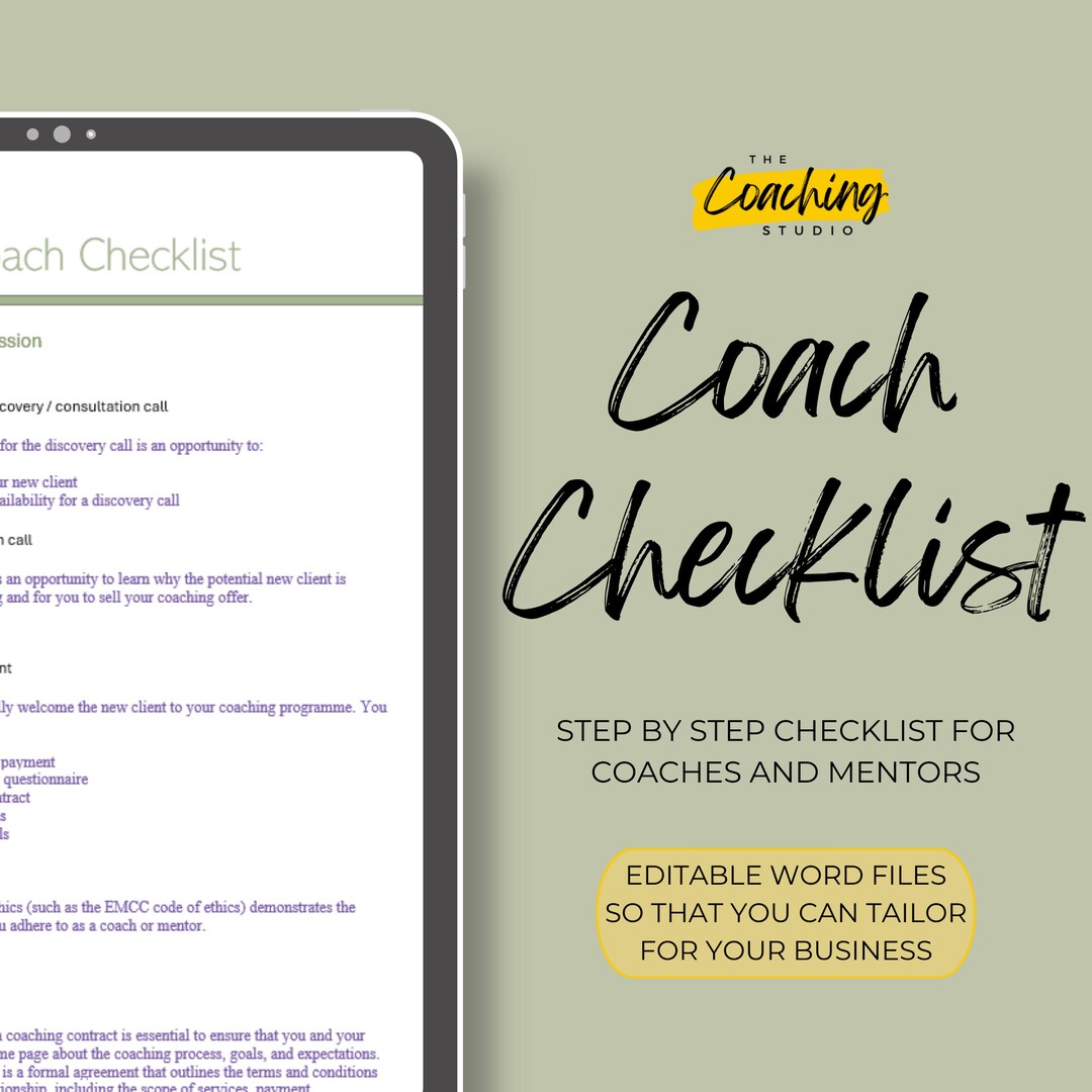 Detailed Coaching Checklist for New Coaches - Etsy