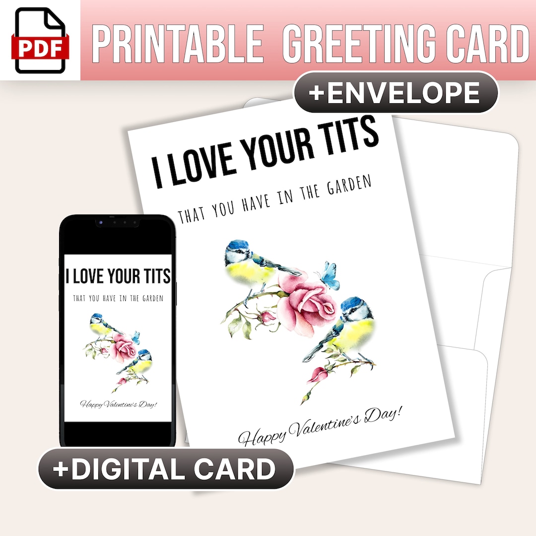 Printable Happy Valentines Day Greeting Card I Love Your Tits T For