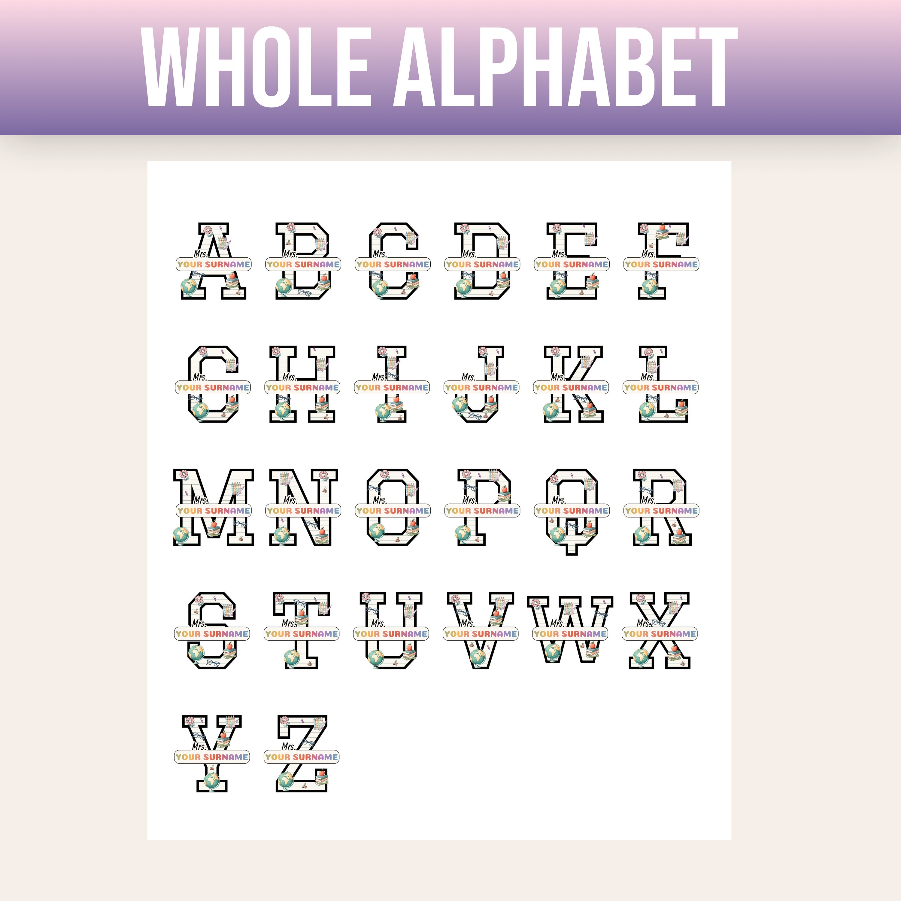 Personalized Teacher Door Sign Hanger, Printable Custom Teacher Name ...