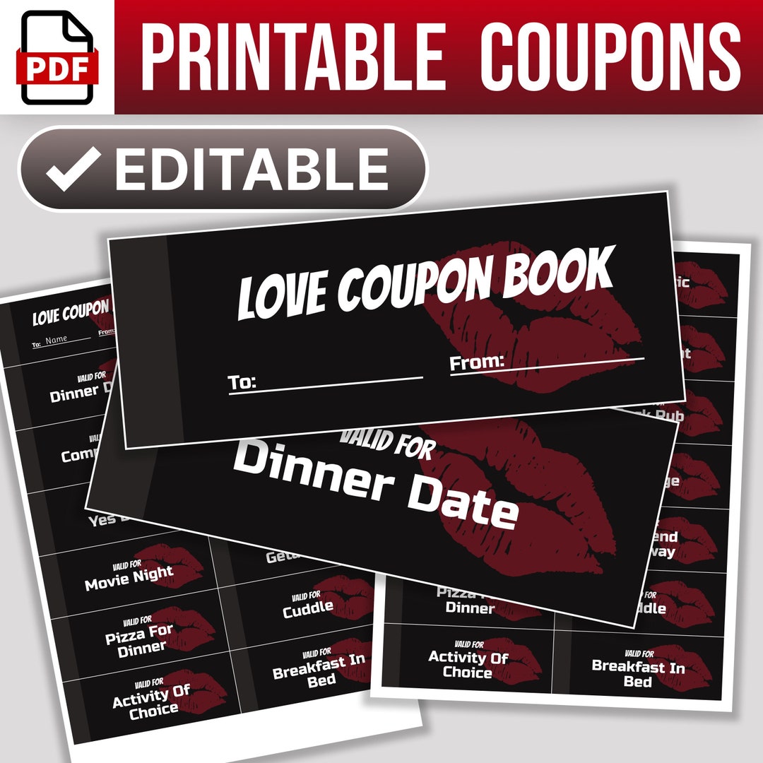 Printable Love Coupons Valentines Day Coupons Valentine - Etsy