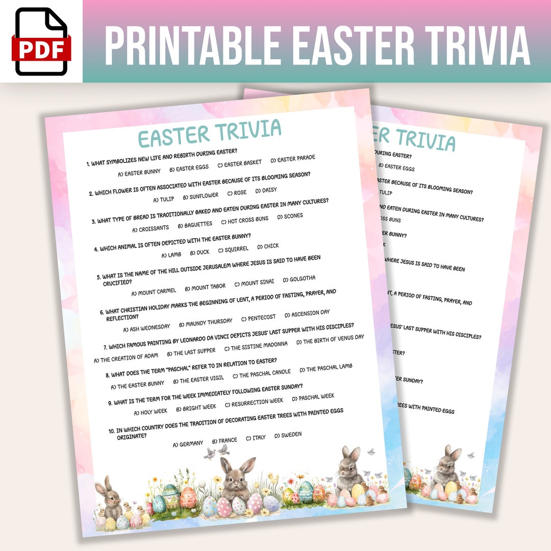 Easter Trivia Quiz Printable, Spring Family Party Games, Classroom ...