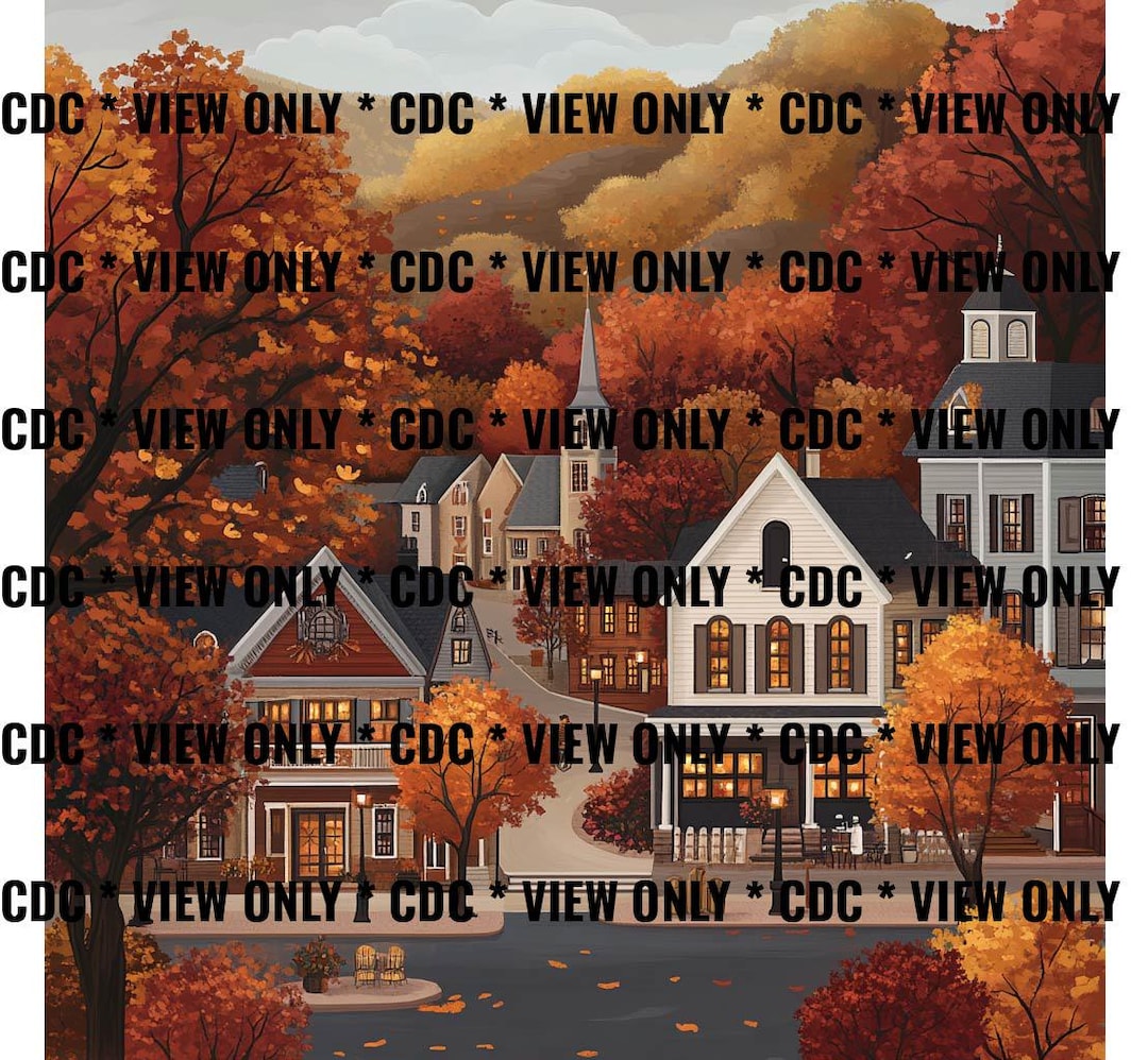 Vintage, Cozy Fall Town Scene Printable - Backgrounds, Party ...