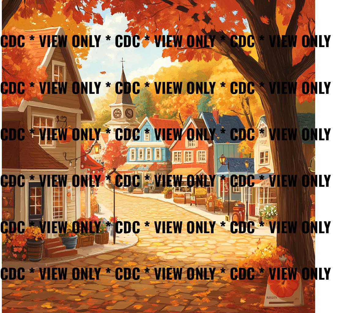 Adorable, Cozy Fall Town Scene Printable - Backgrounds, Flyers, Party ...