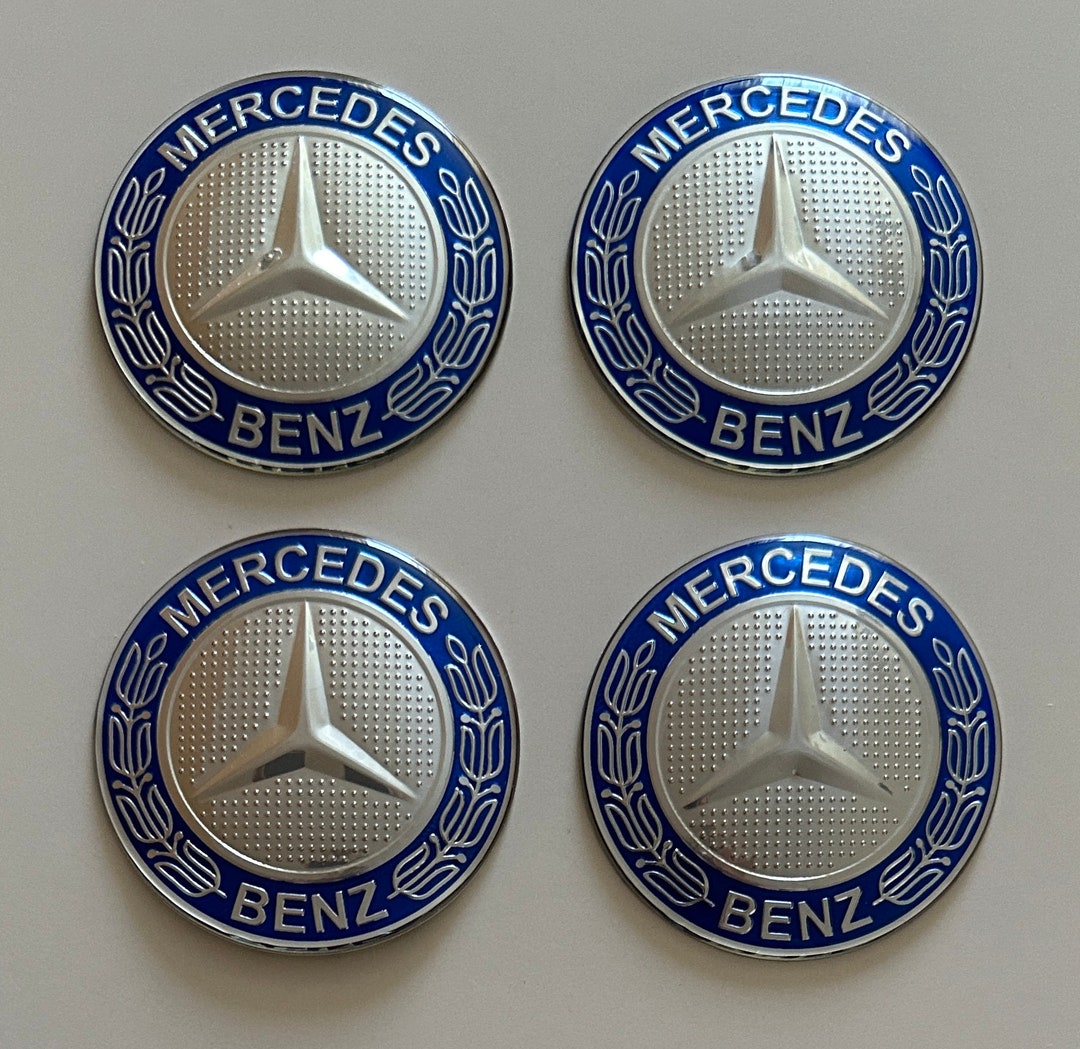 4 Pcs set 65mm 2.56inch Silver & Blue Mercedes Benz Wheel Center Hub ...