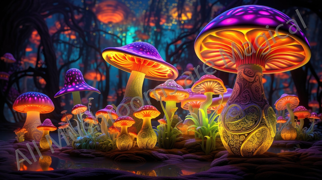 A Bundle of 25 Fantasy Mushroom Computer Wallpapers / Zoom Meeting ...