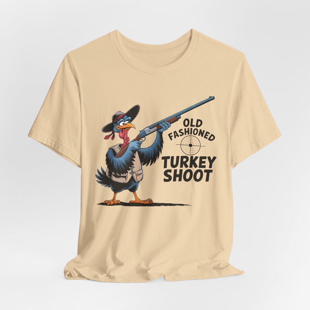 Funny Turkey Shoot Unisex Tee, Thanksgiving T-shirt, Cartoon Turkey ...