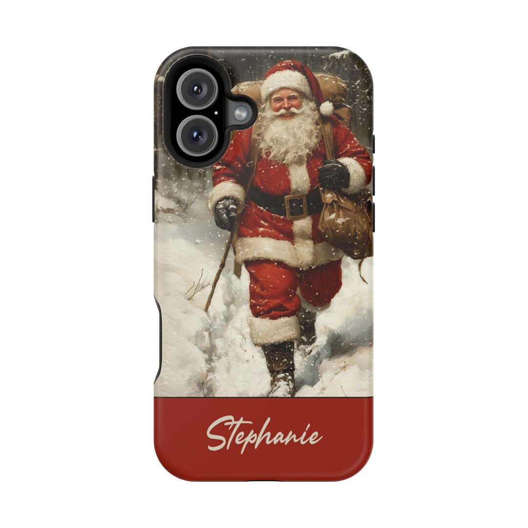 Christmas Santa Claus Magnetic Tough Cases, Personalized Snowy Forest ...