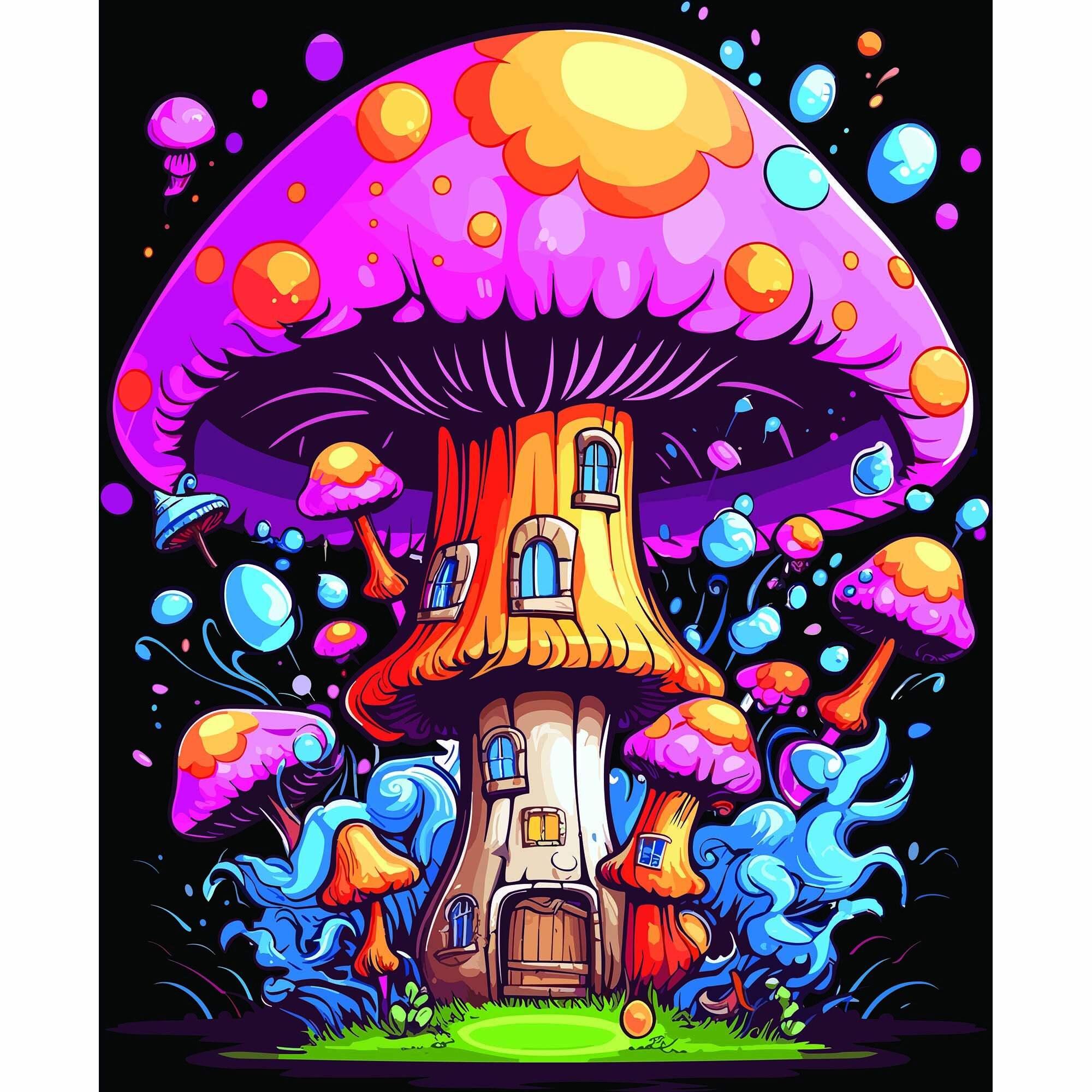 Cartoon Style Fantasy Mushroom Images With Transparent Background - 24 ...