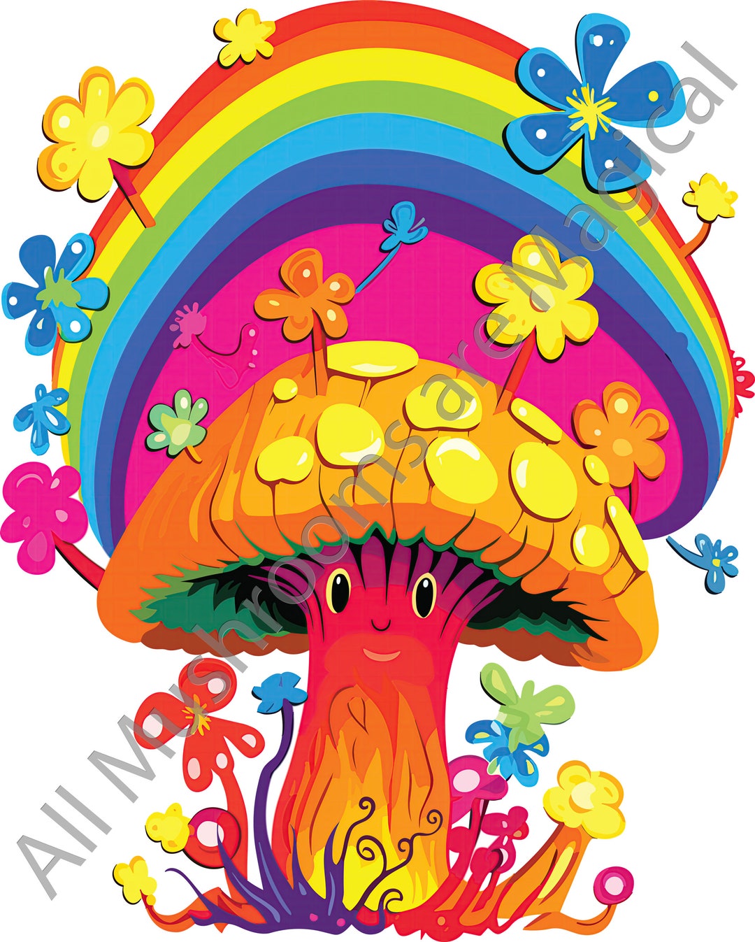 Rainbow Mushrooms Clipart - a Bundle of 40 Rainbow-themed Mushroom ...