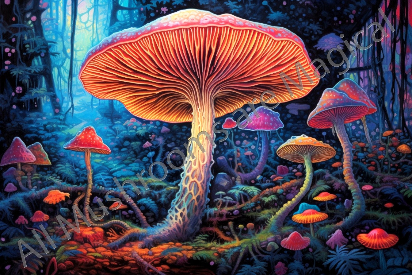 A Collection of 21 Colorful, Magical, Surreal, Mushrooms. Deep in the ...