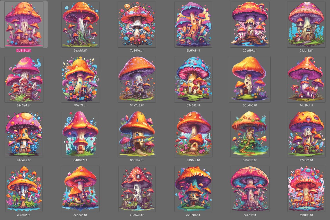 Cartoon Style Fantasy Mushroom Images With Transparent Background 24 ...