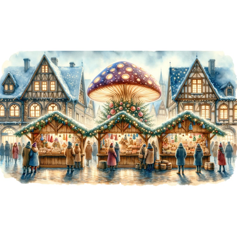 Bundle of 130 Mushroom Christmas / Winter Scenes Printable Pngs Use to ...