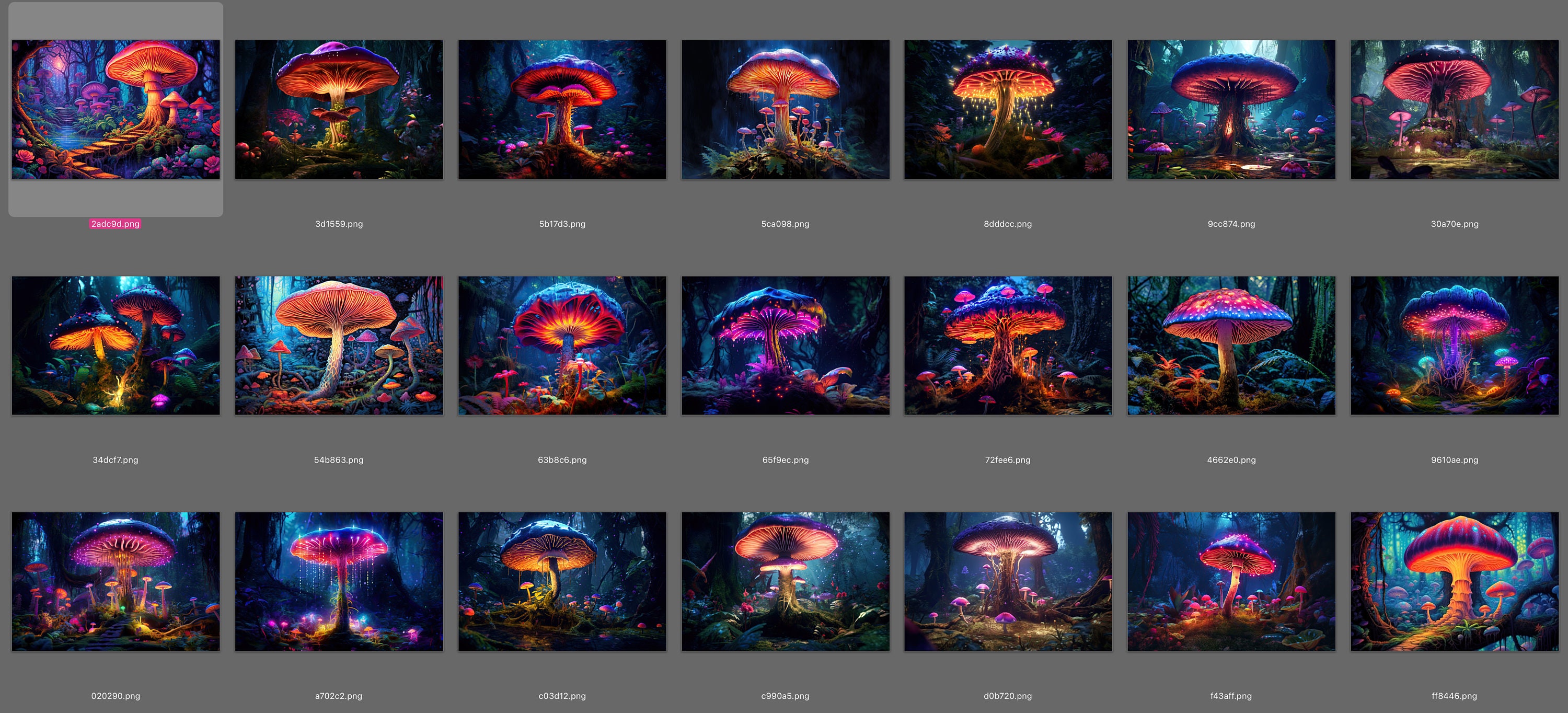 A Collection of 21 Colorful, Magical, Surreal, Mushrooms. Deep in the ...