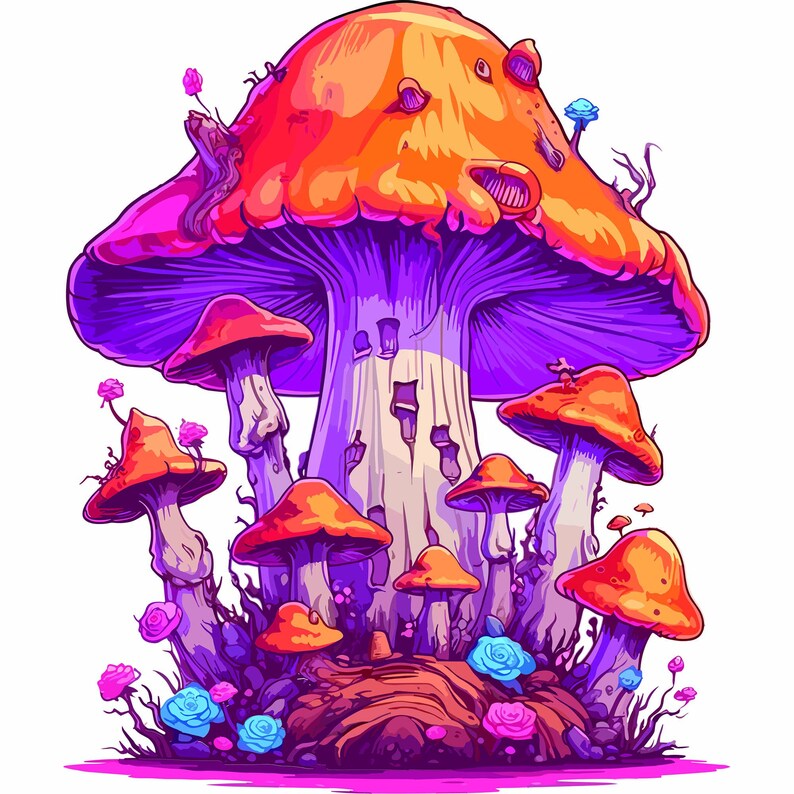 Cartoon Style Fantasy Mushroom Images With Transparent Background 24 ...