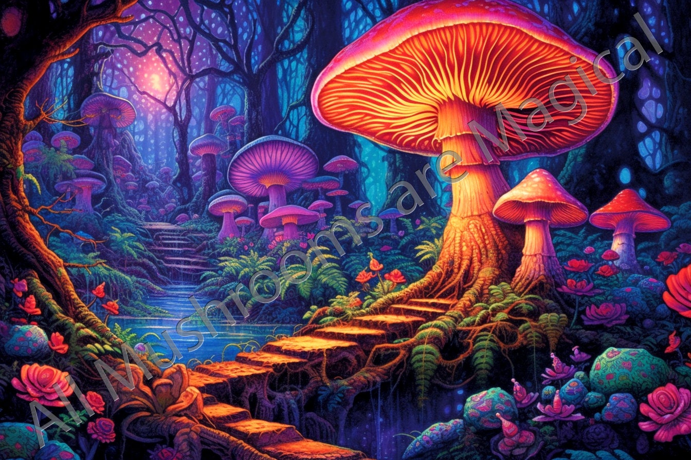 A Collection of 21 Colorful, Magical, Surreal, Mushrooms. Deep in the ...