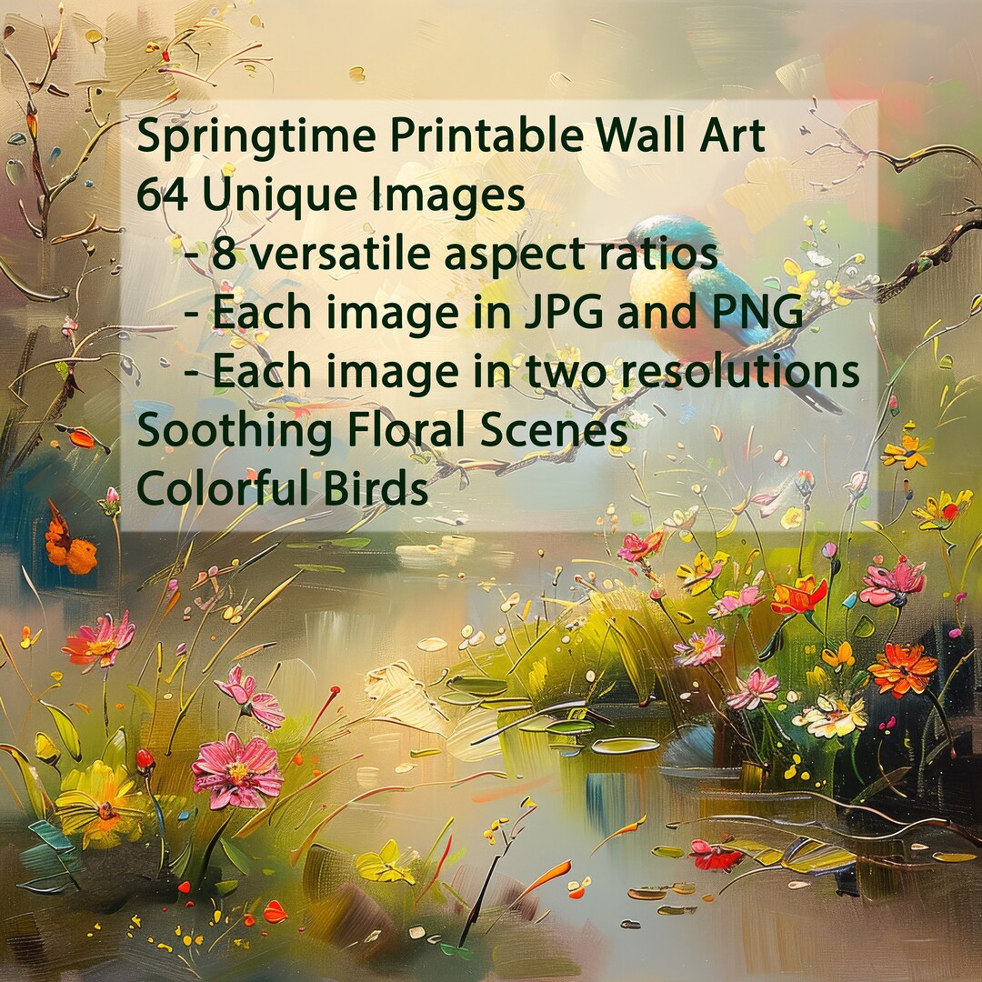 Spring Floral Printable Wall Art Bundle. 64 Images in 8 Versatile ...