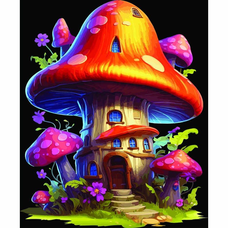 Cartoon Style Fantasy Mushroom Images With Transparent Background 24 ...