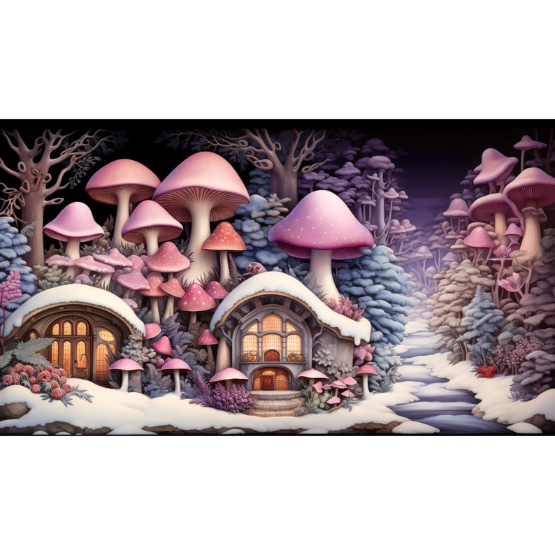 Bundle of 130 Mushroom Christmas / Winter Scenes Printable Pngs - Use ...