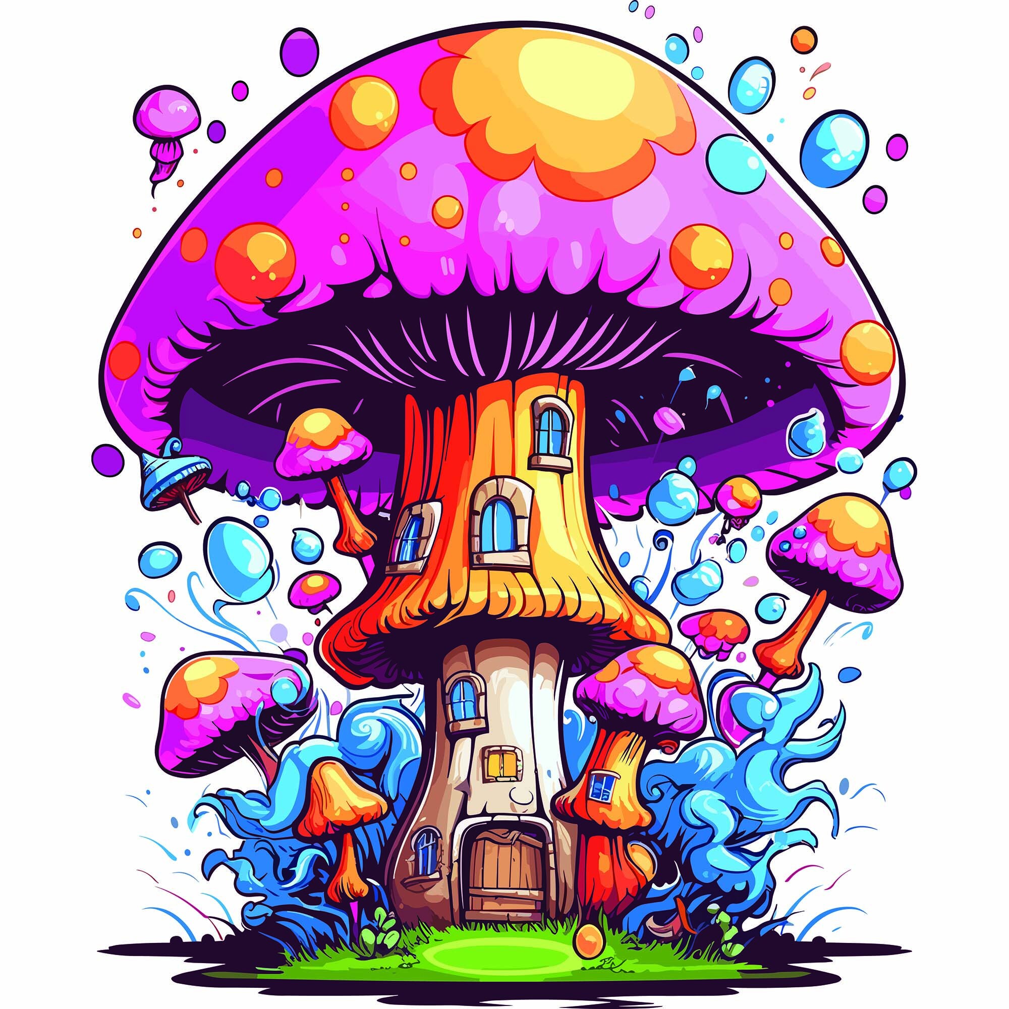 Cartoon Style Fantasy Mushroom Images With Transparent Background - 24 ...
