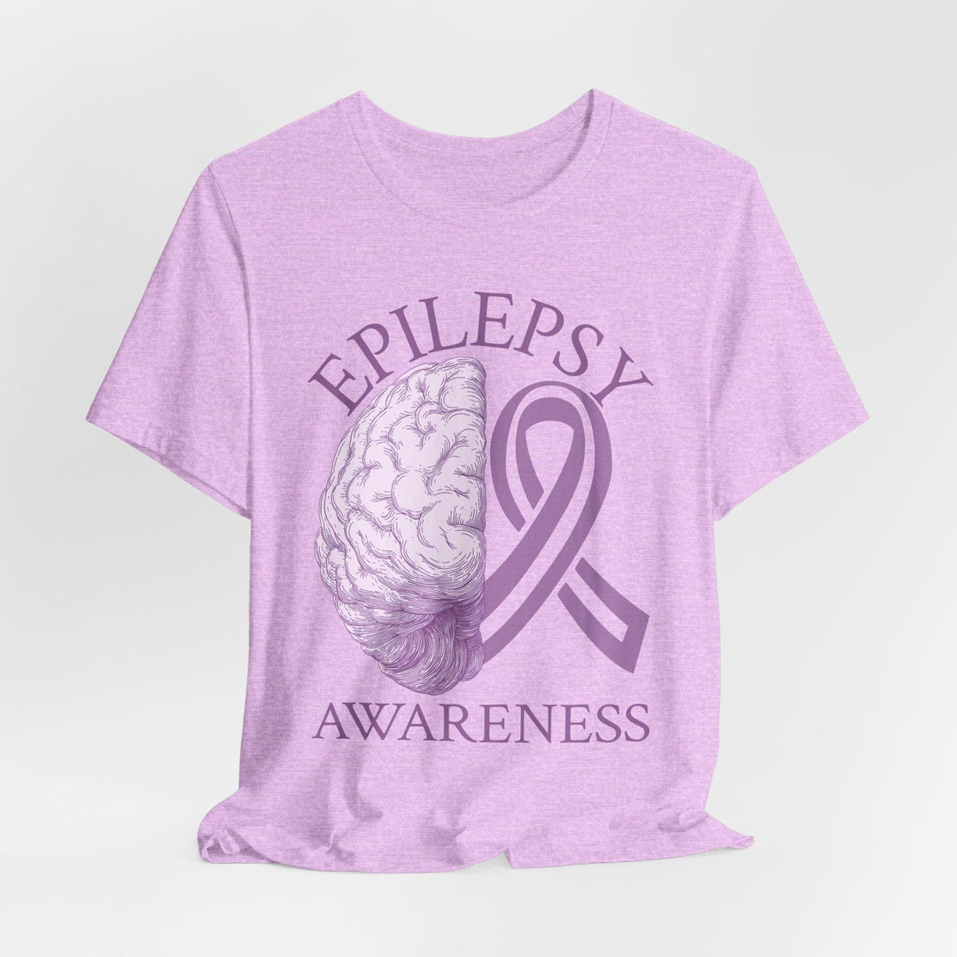 Epilepsy Awareness T-shirt With Brain Illustration and Purple Ribbon ...