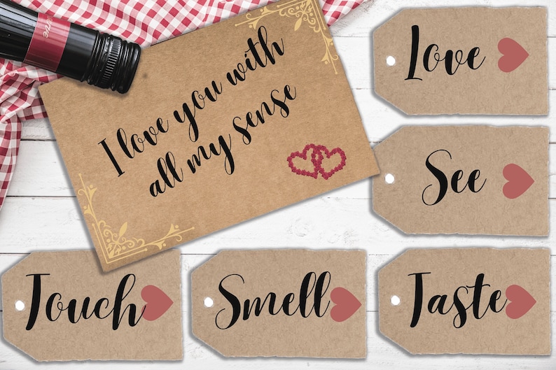 5 Senses Gift Tags, Printable Birthday Gift Tag Editable Valentine's ...