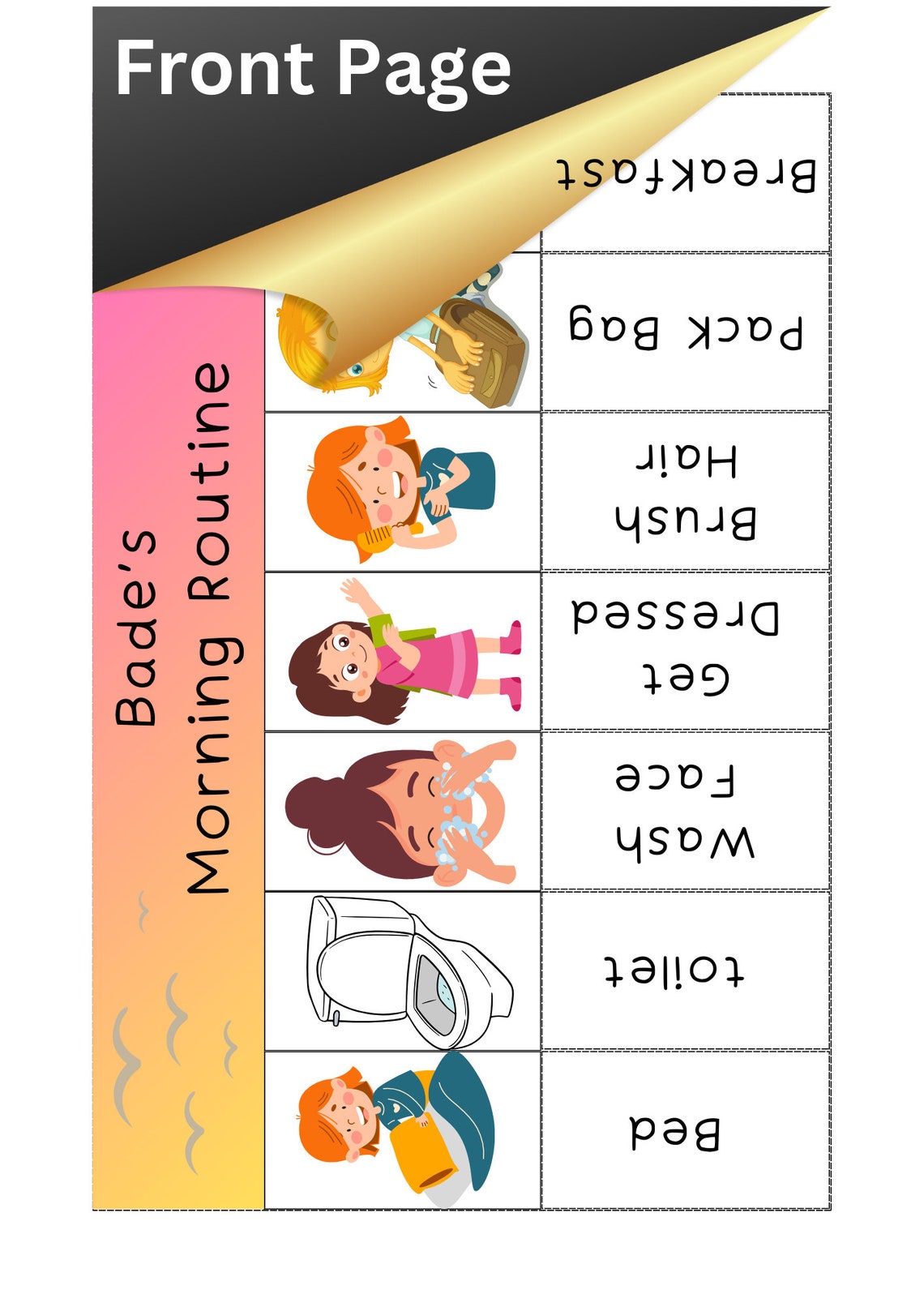 Editable Morning Routine Chart for Kids Printable Folding Flip Visual ...