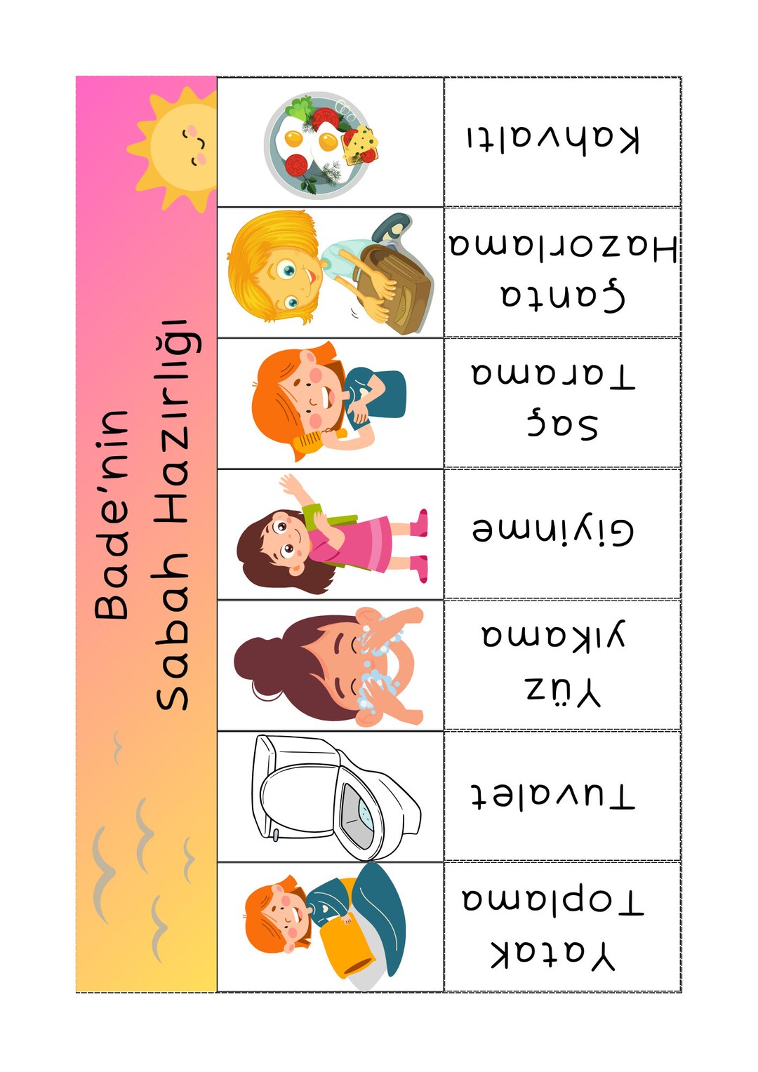 Editable Morning Routine Chart for Kids Printable Folding Flip Visual ...
