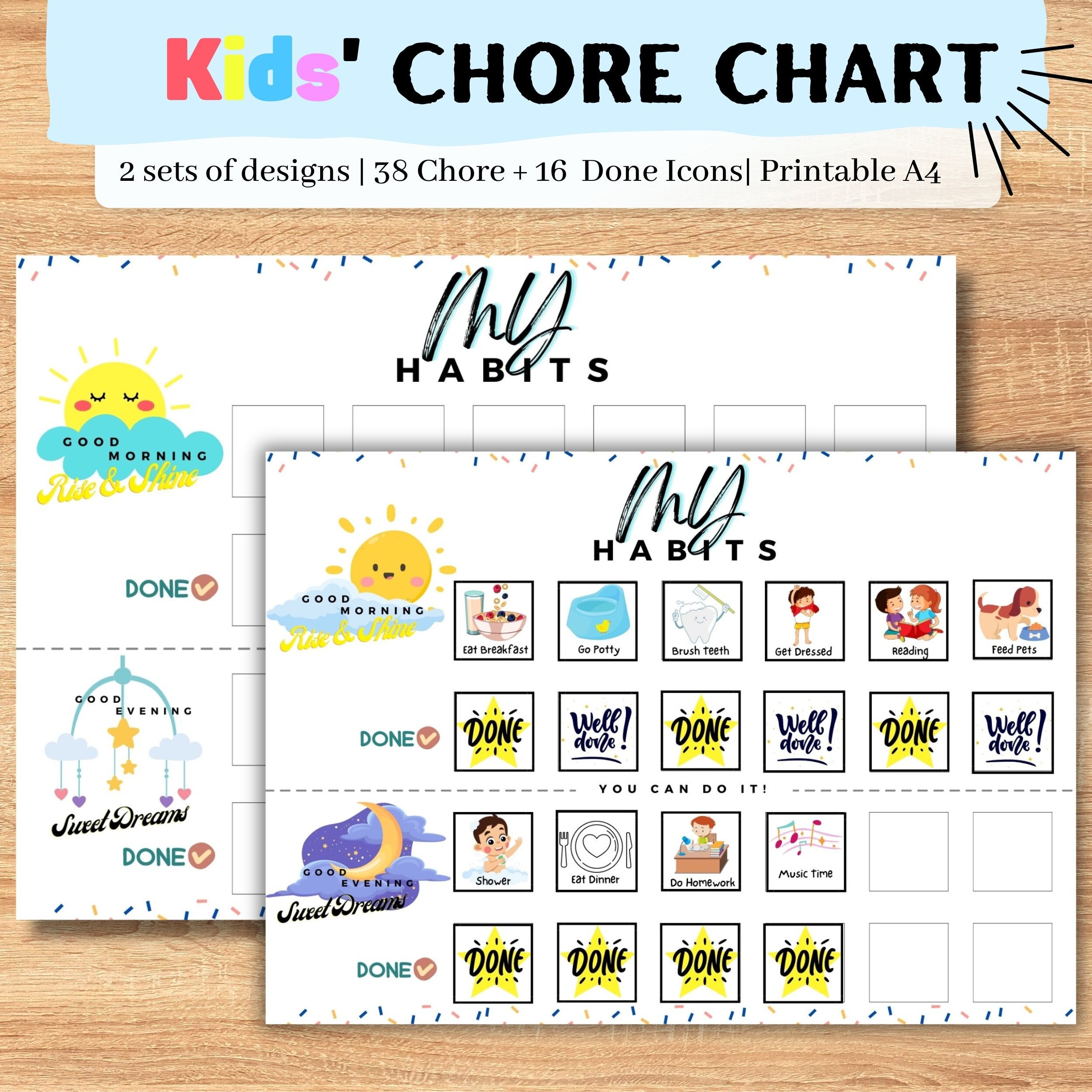 Kids Daily Routine Chart Printable Chore Routine - Etsy