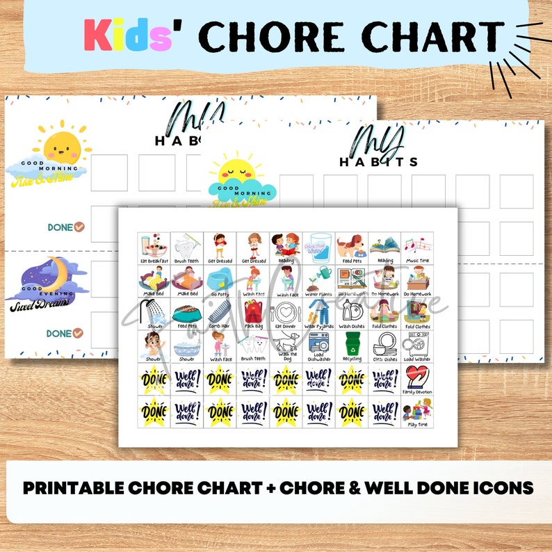 Kids Daily Routine Chart Printable Chore Routine - Etsy