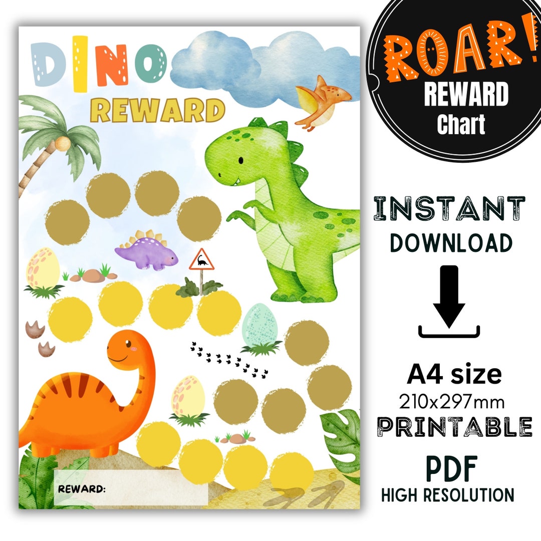 Dino Reward Chart | Kids Potty Chart | Instant Print | Kids Motivation ...