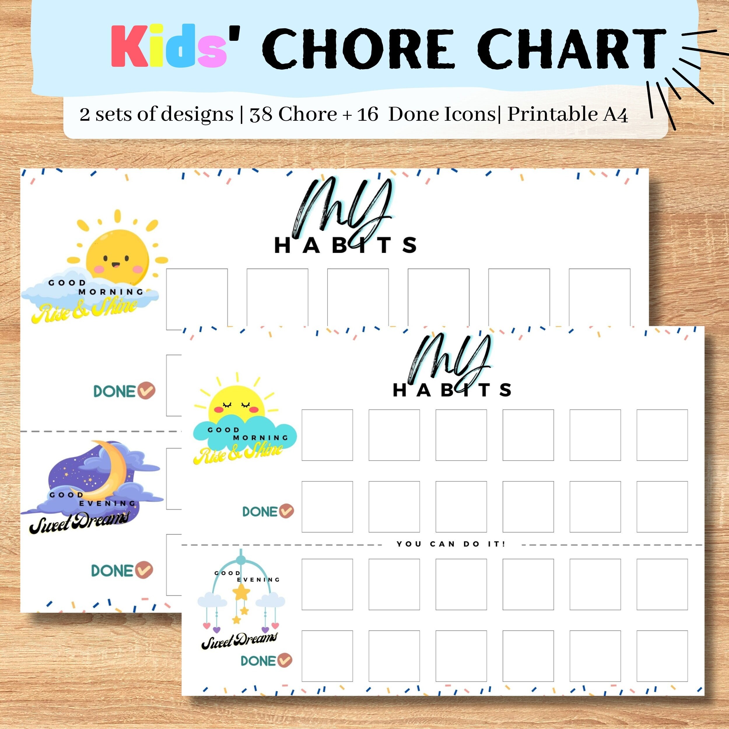 Kids Daily Routine Chart | Printable Chore Routine | Responsibility ...