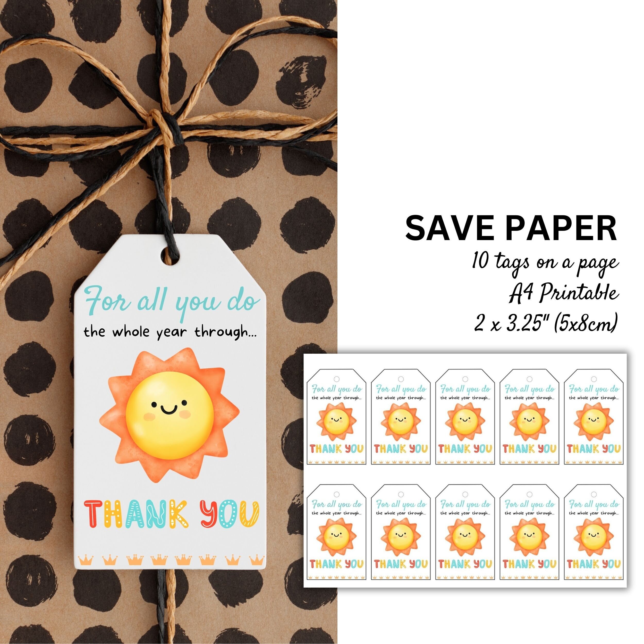 Thank You Gift Tag | Appreciation Label | Thank You Teacher Tags ...