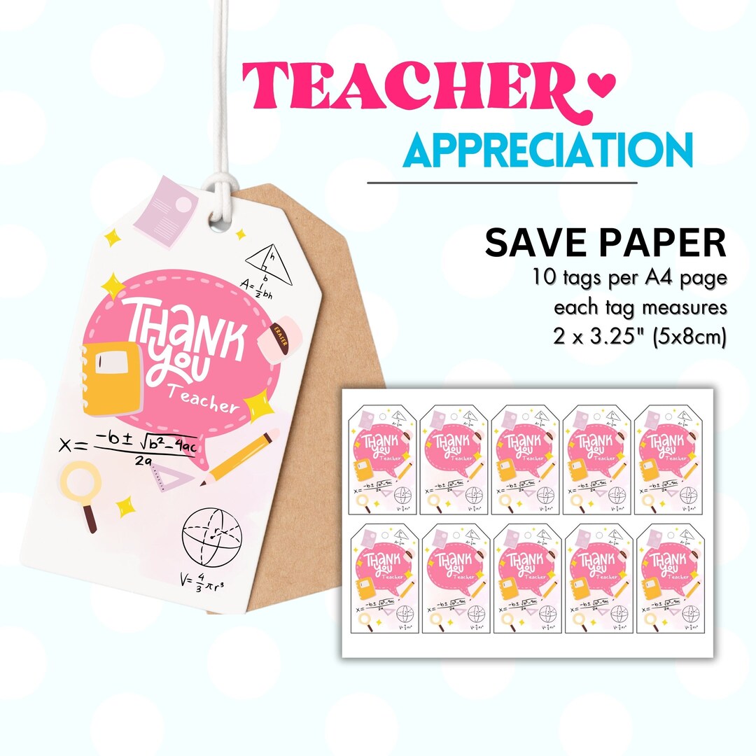 Thank You Gift Tag | Appreciation Label | Thank You Teacher Tags ...