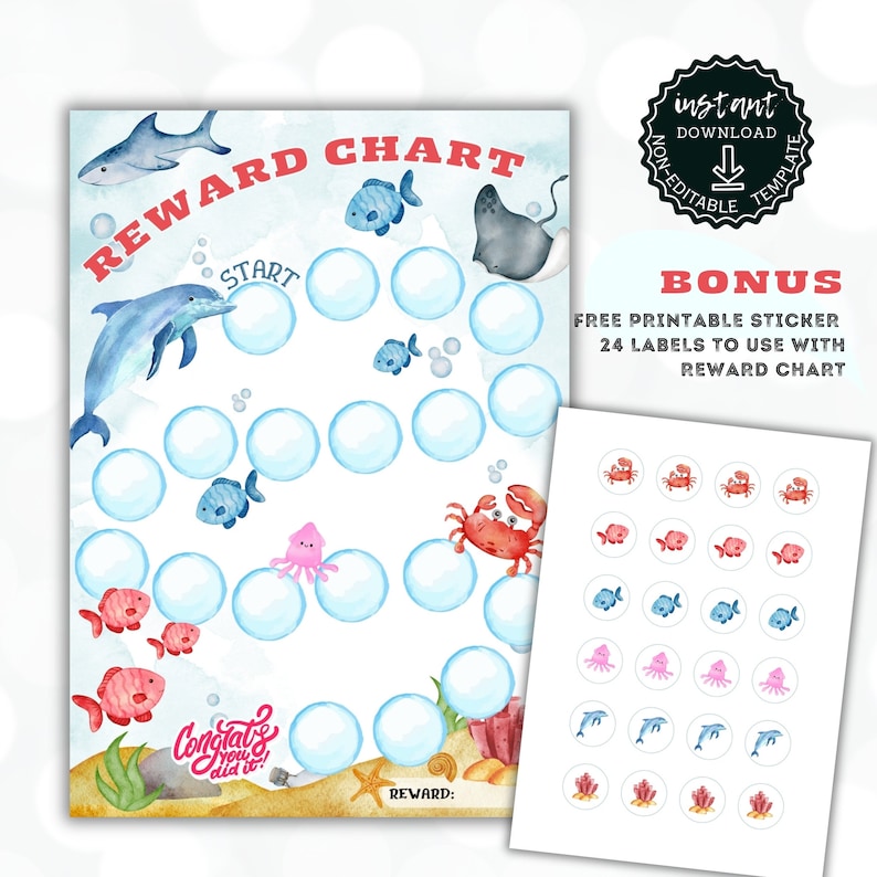 Printable Ocean Animals Reward Chart | Ocean Behavior Chart | Daily ...