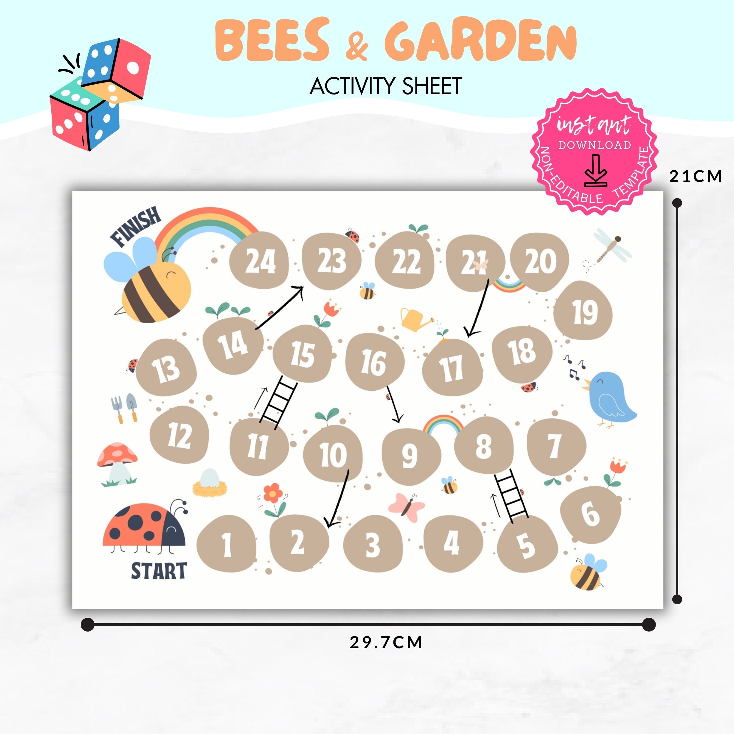 Kids Activity Sheet | Snake & Ladder | Party Activity Sheets | Bees and ...