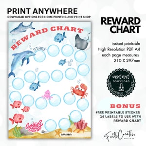 Printable Ocean Animals Reward Chart | Ocean Behavior Chart | Daily ...