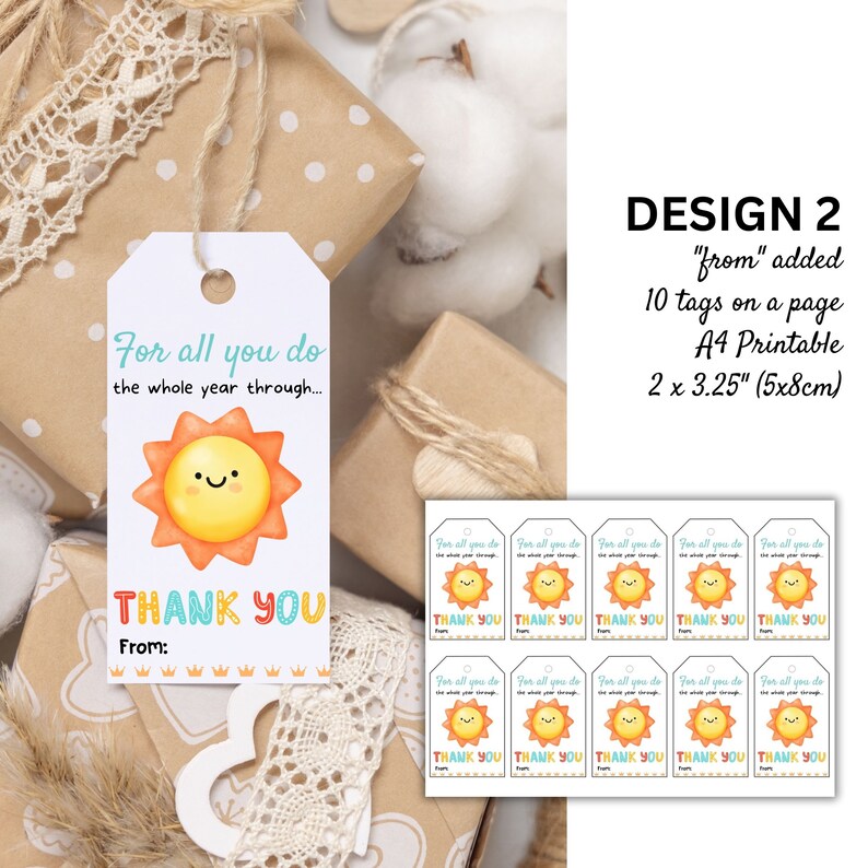 Thank You Gift Tag | Appreciation Label | Thank You Teacher Tags ...