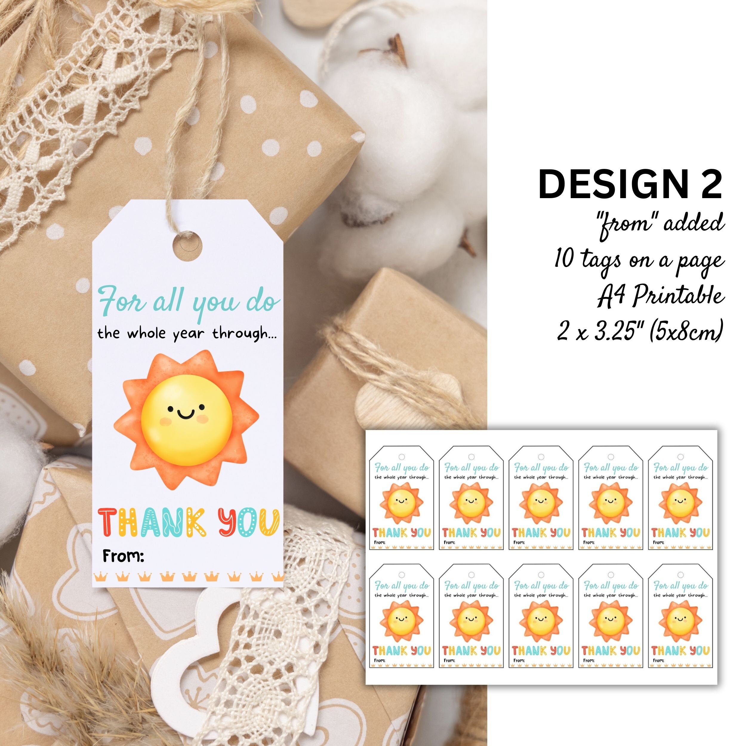 Thank You Gift Tag | Appreciation Label | Thank You Teacher Tags ...